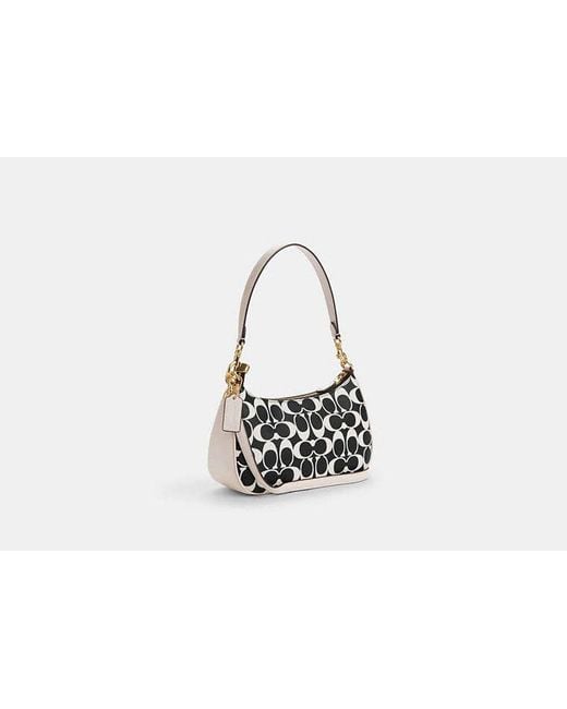COACH Teri Shoulder Bag In Signature Canvas in White | Lyst