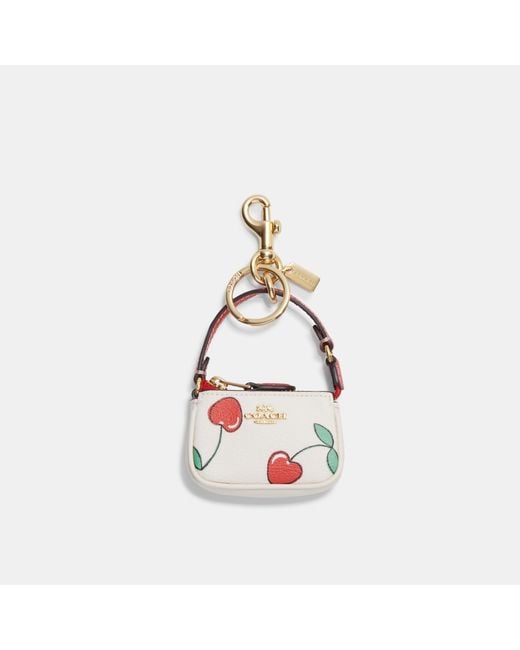 Coach Outlet Mini Nolita Bag Charm With Heart Cherry Print in White | Lyst