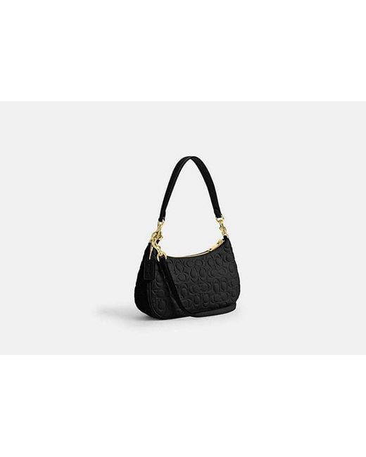 COACH Teri Shoulder Bag In Signature Leather in Black | Lyst