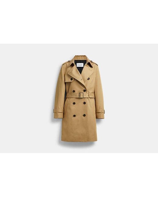 COACH Mid Trench Coat With Collar in Natural | Lyst