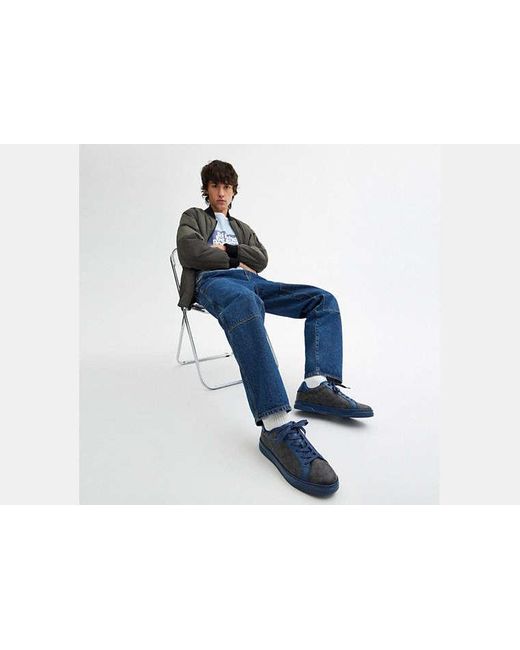 COACH High Line Sneaker In Signature Canvas in Blue for Men | Lyst