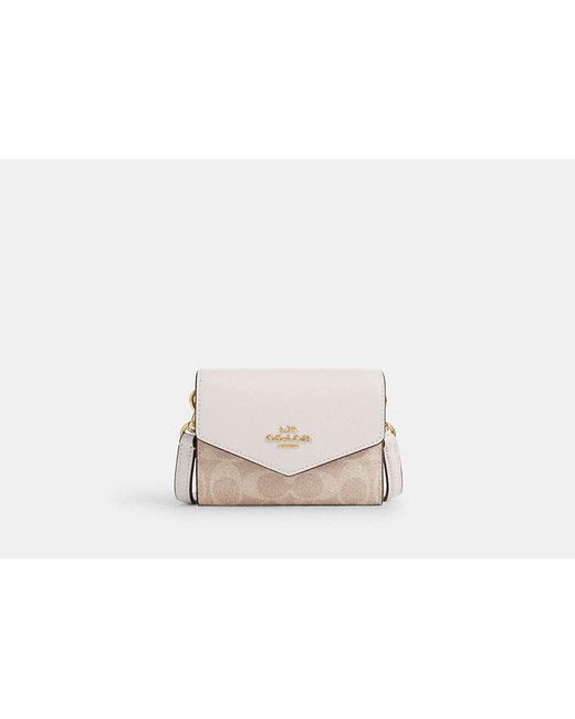 COACH Mini Envelope Wallet With Strap In Signature Canvas in Black | Lyst