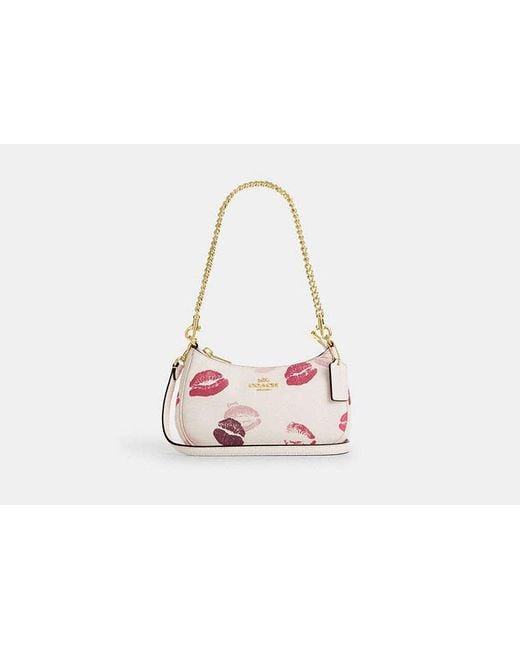 COACH Teri Mini Crossbody Bag With Lips Print in Black | Lyst
