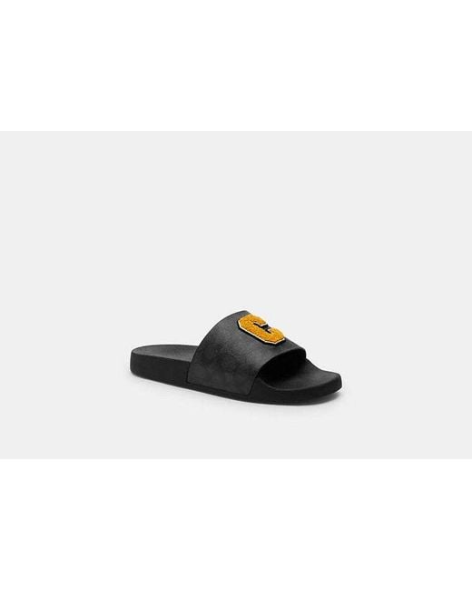 COACH Slide In Signature Canvas With Varsity in Black for Men | Lyst