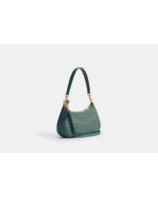 COACH Teri Shoulder Bag In Blocked Signature Leather in Green | Lyst