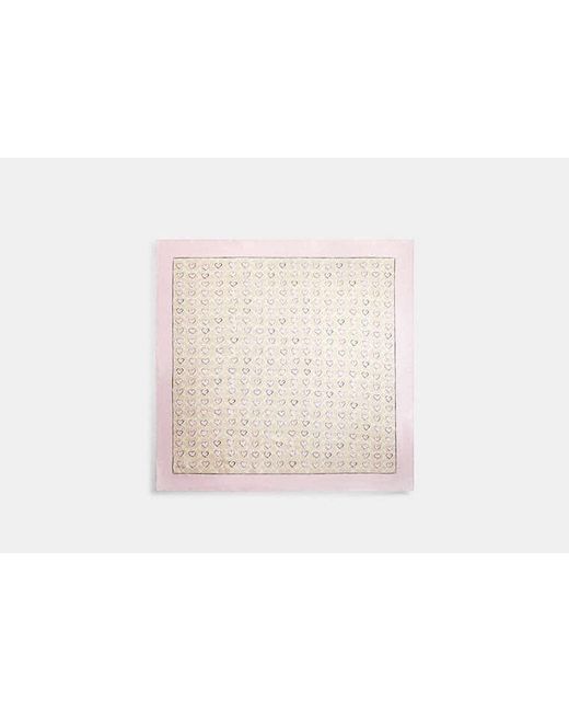 COACH Signature Doodle Heart Print Silk Square Scarf in Black | Lyst