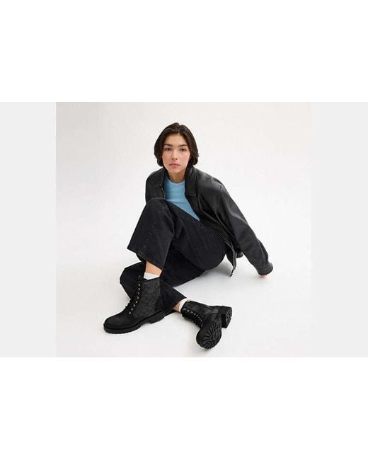 COACH Lyra Bootie In Signature Canvas in Black | Lyst