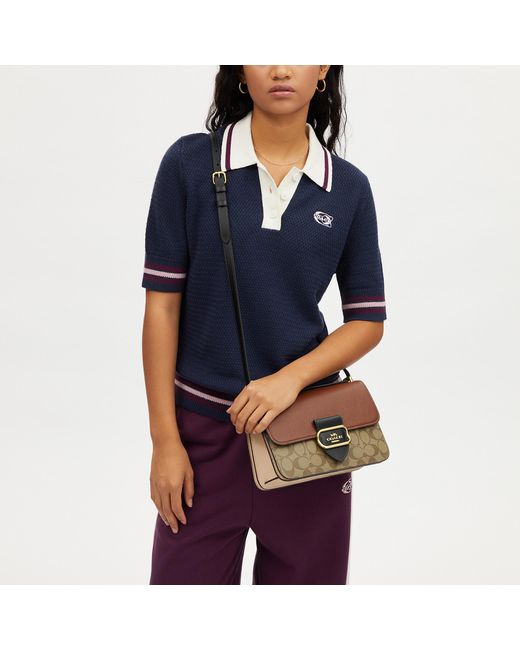 Coach Outlet Large Morgan Square Crossbody In Colorblock Signature ...