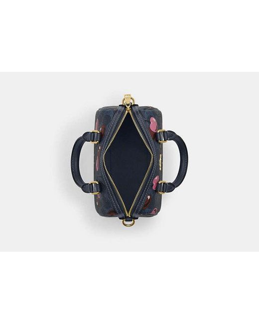 COACH Mini Rowan Crossbody Bag In Signature Canvas With Cherry Print in Black | Lyst