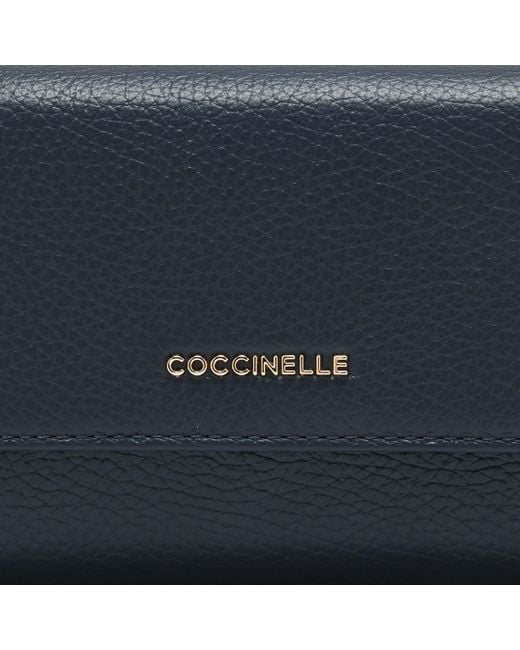Coccinelle Grainy Leather Purse Metallic Soft in Blue | Lyst