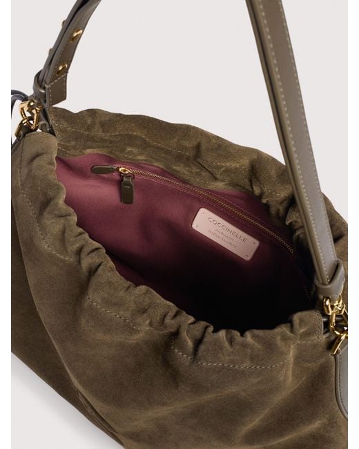 Coccinelle Suede Shoulder Bag Lidia Medium in Natural | Lyst UK