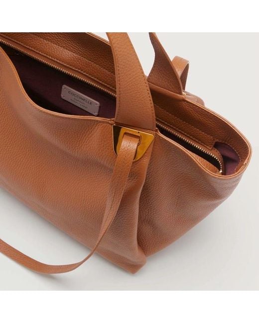 Coccinelle Grained Leather Tote Bag Oliver Medium in Brown | Lyst