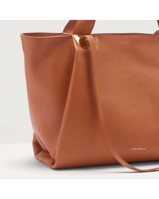 Coccinelle Grained Leather Tote Bag Oliver Medium in Brown | Lyst