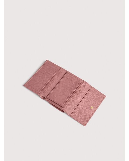 Coccinelle Grainy Leather Purse Metallic Medium in Pink | Lyst UK