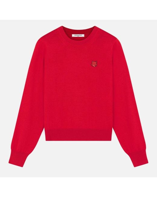 Maison Kitsuné Bold Fox Head Merino Wool Jumper in Red | Lyst
