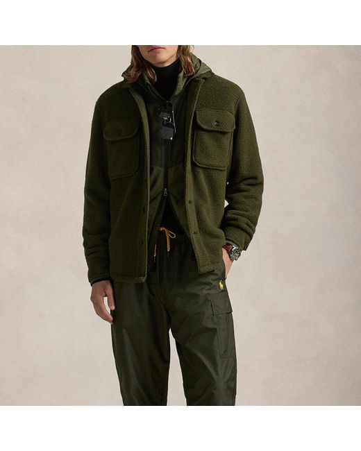 Polo Ralph Lauren Curly Hi-Pile Shirt Jacket in Green for Men | Lyst