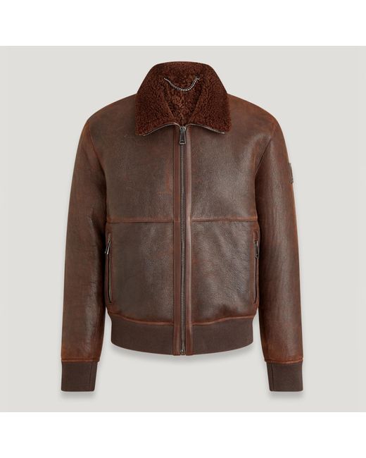 Belstaff Trace Shearling Jacket in Brown for Men | Lyst