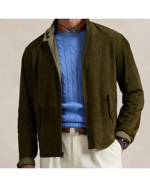 Polo Ralph Lauren Suede Jacket in Green for Men | Lyst