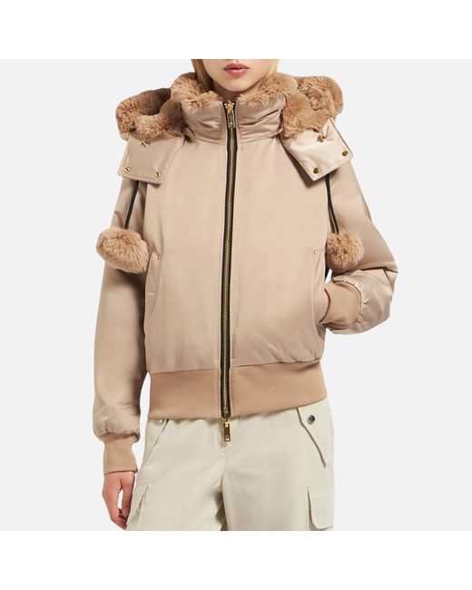 Moose Knuckles Debbie Shell Faux Fur Bomber Jacket in Natural | Lyst