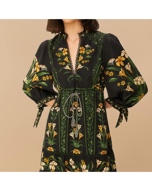 FARM Rio Flowers Arch Linen-Blend Mini Dress in Green | Lyst