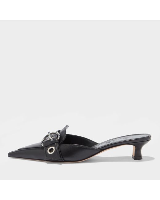 Aeyde Danielle Leather Heeled Mules in Black | Lyst