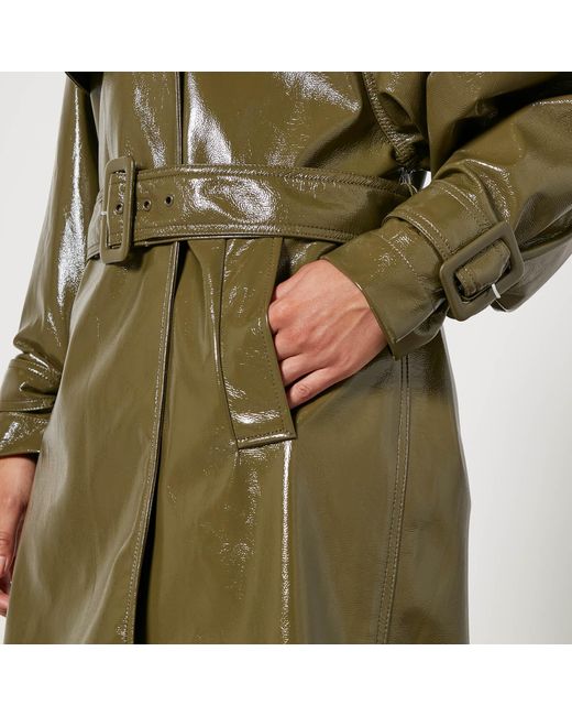 Jakke Winona Oversized Faux Patent Leather Mac in Green | Lyst