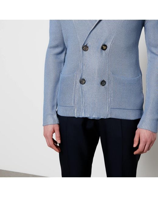 Canali Knitted Jacket in Blue for Men | Lyst