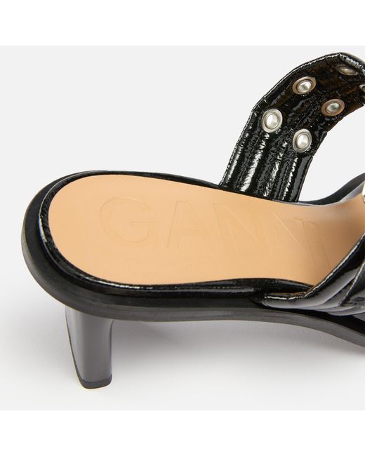 Ganni Chunky Buckle Leather Mules in Black | Lyst