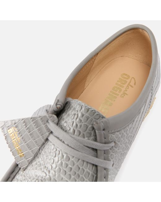 Clarks Croc-Effect Leather Wallabee Shoes in Gray for Men | Lyst