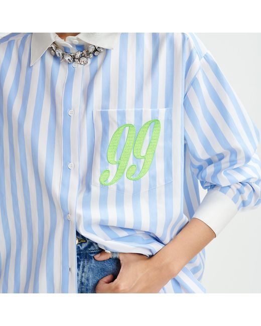 Essentiel Antwerp Halibut Embroidered Poplin Shirt in Blue | Lyst