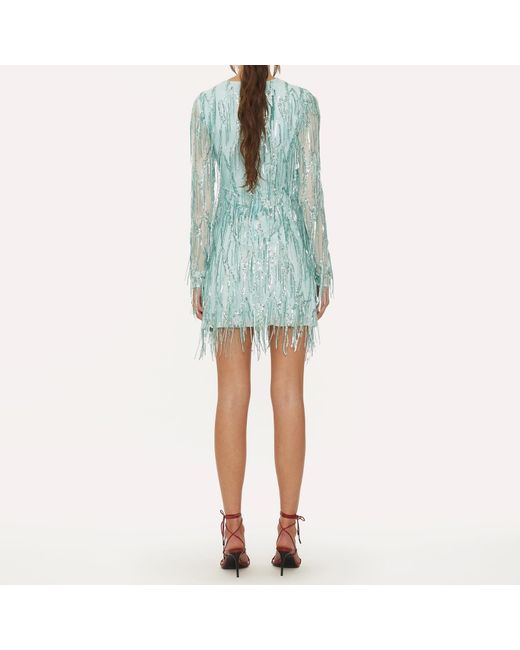 ROTATE BIRGER CHRISTENSEN Sequinned Mesh Mini Dress in Blue | Lyst