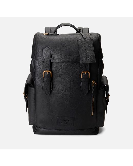 Polo Ralph Lauren Medium Leather Backpack in Black for Men | Lyst UK