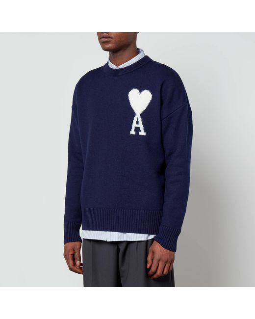 Ami Paris De Coeur Intarsia Wool Jumper in Blue for Men | Lyst