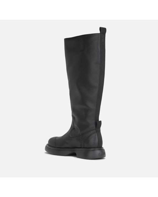 Ganni Everyday Tubular Leather Knee-High Boots in Black | Lyst