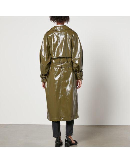 Jakke Winona Oversized Faux Patent Leather Mac in Green | Lyst