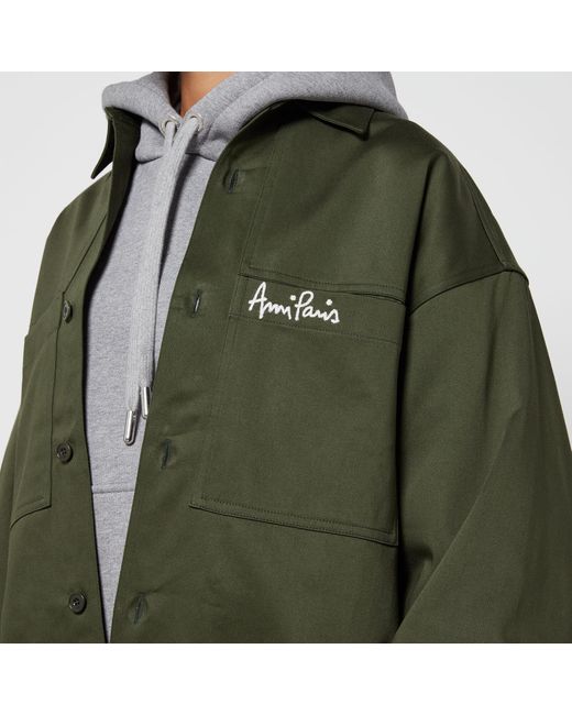AMI x Coggles Brushed Cotton-Canvas Overshirt in Green | Lyst