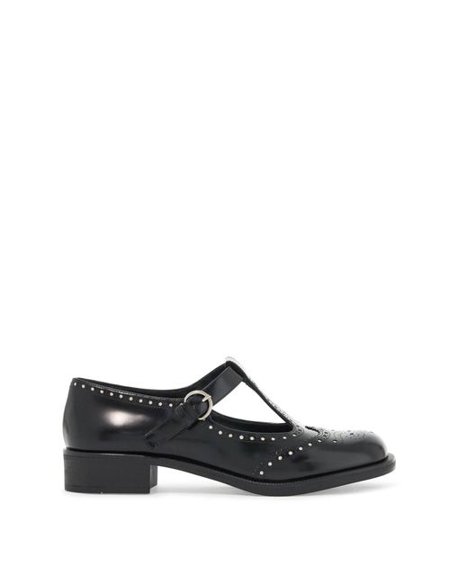 Miu Miu 'High-Top Leather Mary Jane Shoes in Black | Lyst UK