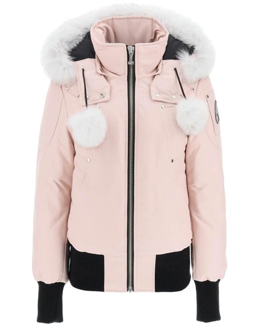 Moose Knuckles 'debbie' Down Jacket With Fur in Pink | Lyst