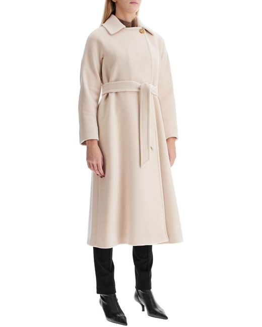 Max Mara 'Baby' Double-Breasted Coat in Natural | Lyst