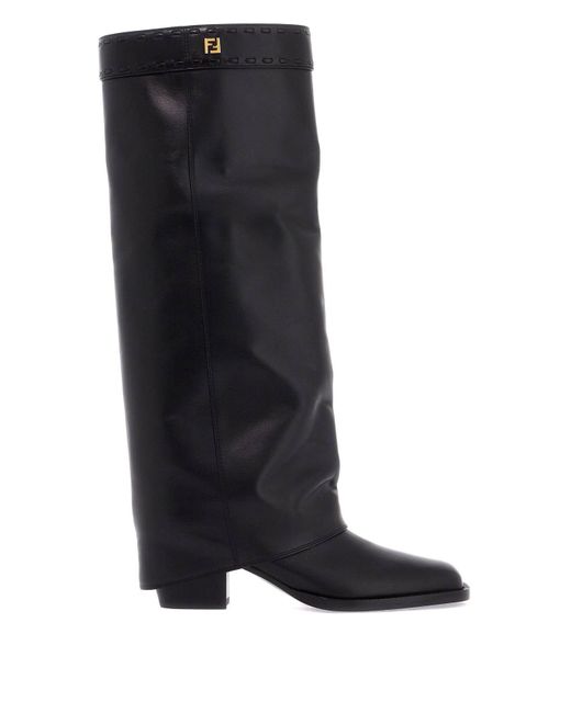 Fendi Layered Boots With Heel in Black | Lyst