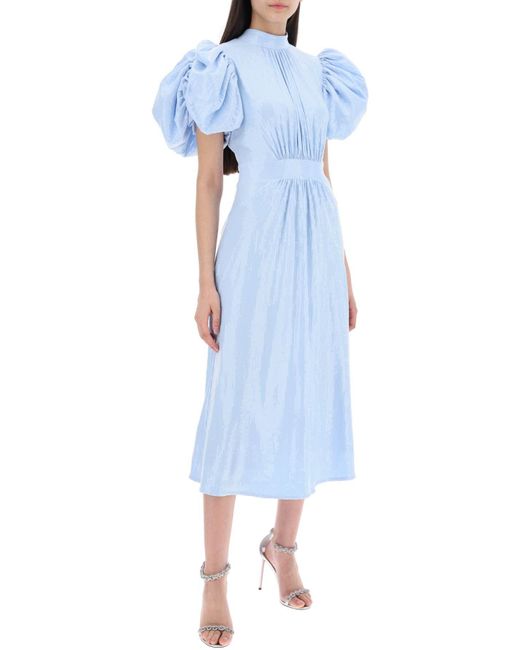 ROTATE BIRGER CHRISTENSEN Polka Dot Midi Dress With Balloon Sleeves in ...