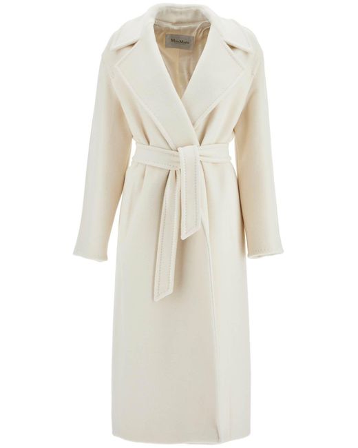 Max Mara Alpaca, Wool And Cashmere Robe Coat in White | Lyst