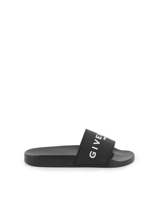 Givenchy Logo Rubber Slides in Black | Lyst