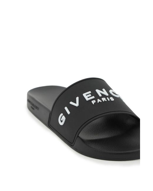 Givenchy Logo Rubber Slides in Black | Lyst