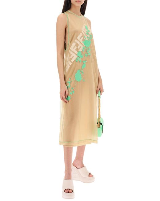 Fendi Midi Dress in Yellow | Lyst