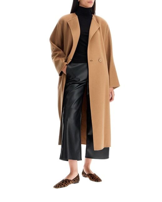 Max Mara Breasted Wool Coat in Brown | Lyst
