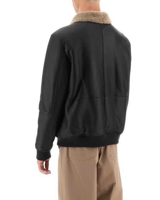 Closed Shearling Bomber Jacket in Black for Men | Lyst