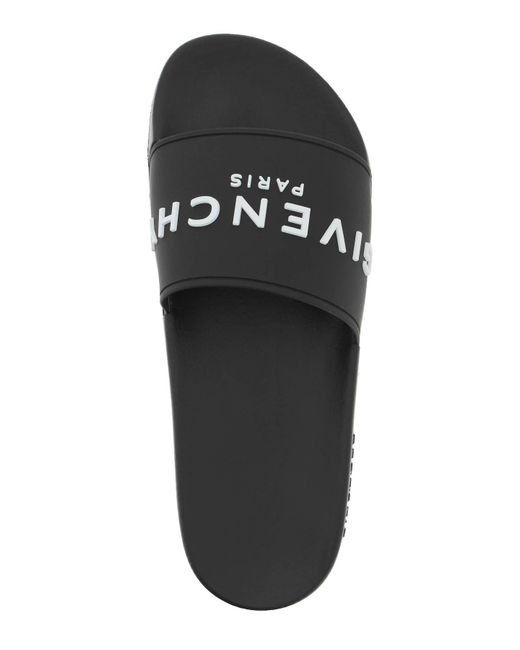 Givenchy Logo Rubber Slides in Black | Lyst