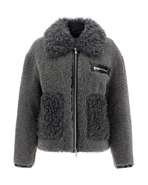 Stand Studio Short Eco Shearling Coat in Black | Lyst UK