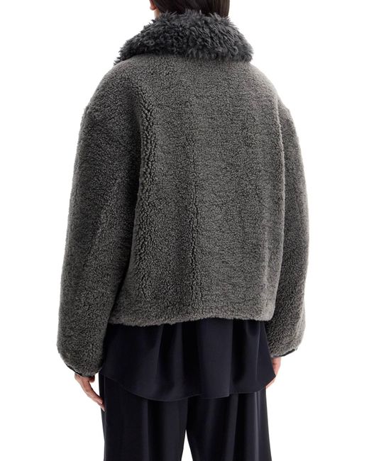 Stand Studio Short Eco Shearling Coat in Black | Lyst UK